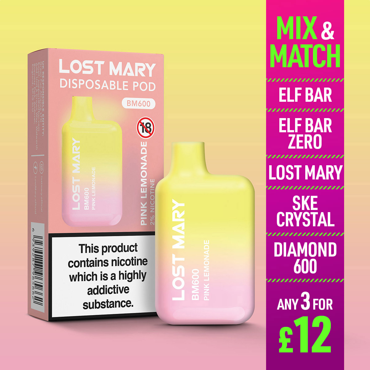 Pink Lemonade - Lost Mary BM600 Disposable Vape | Jenson E-Cig Pink Lemonade - Lost Mary BM600 Disposable Vape | Jenson E-Cig